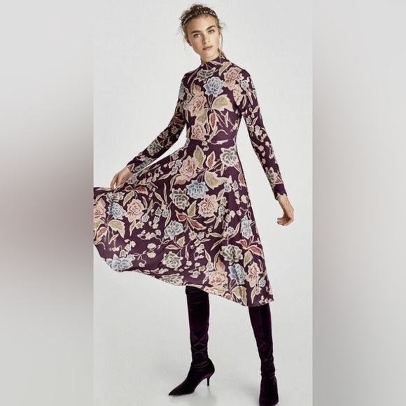 Zara | Dresses | Zara Purple Floral Dress | Poshmark